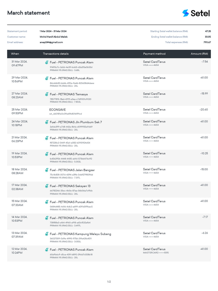 Setel Monthly Statement 032024 | Download Free PDF | Banking ...