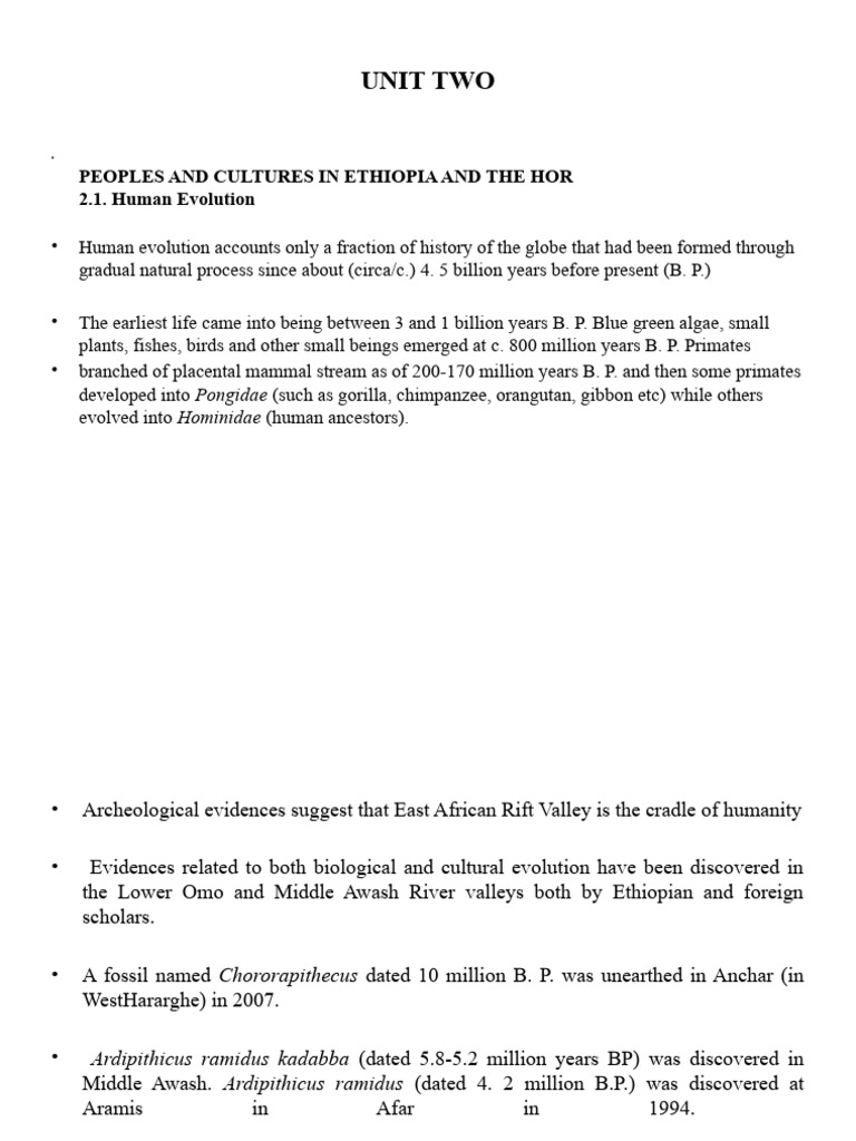 Unit Two | PDF | Homo | Human Evolution