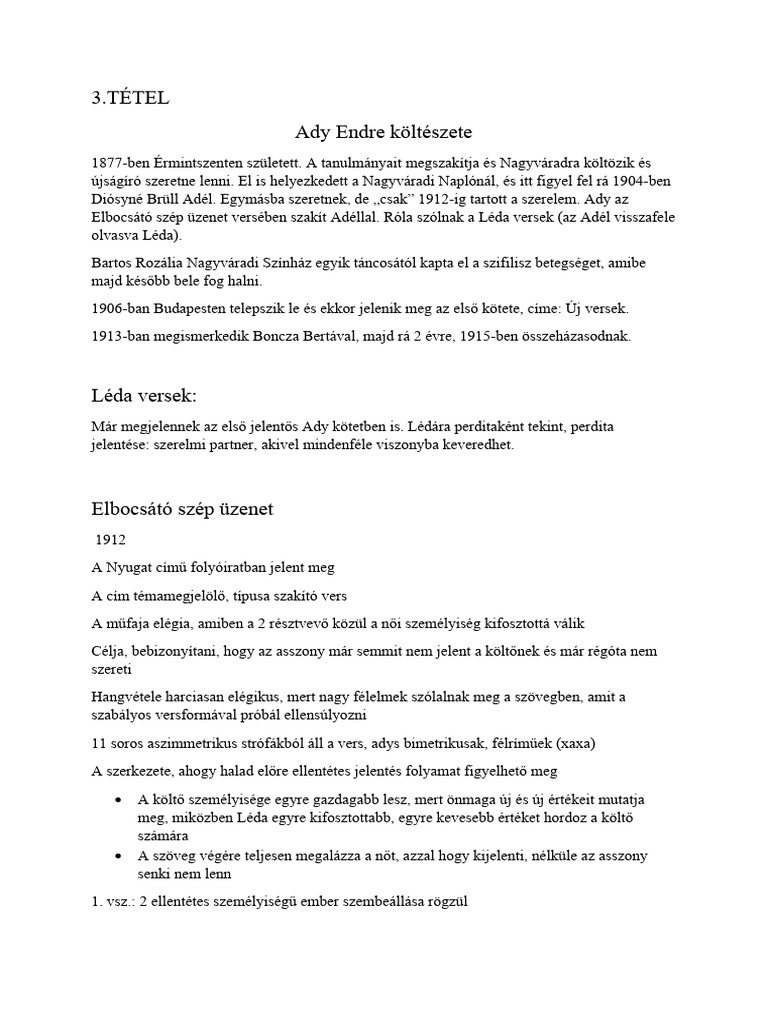 Ady Endre Költészete | PDF