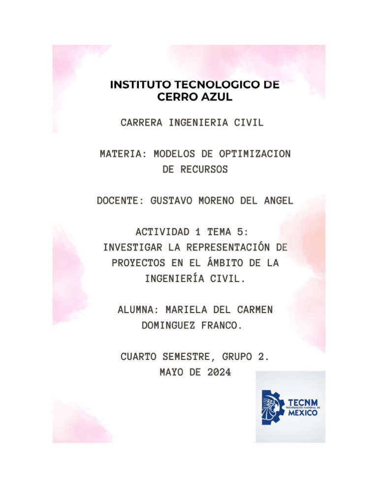 ACT_1_TEMA_5_DOMINGUEZ_MARIELA | PDF | Ingeniero civil | Ingeniería