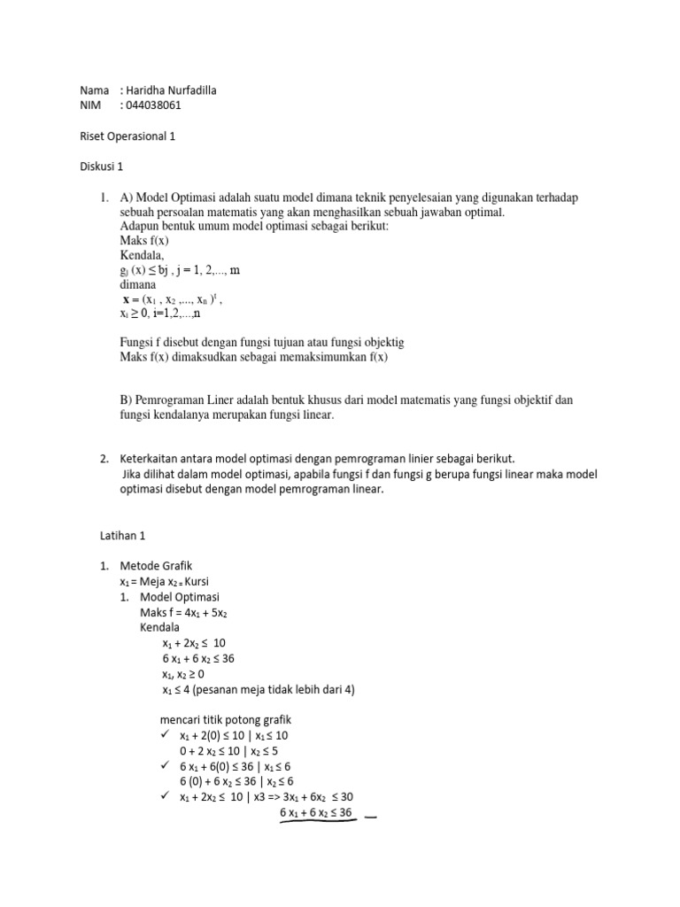 Sesi 1 - Haridha N - Riset Operasional 1 | PDF