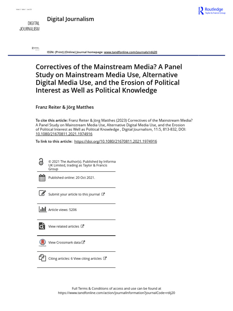 Correctives of The Mainstream Media A Panel Study On Mainstream Media ...