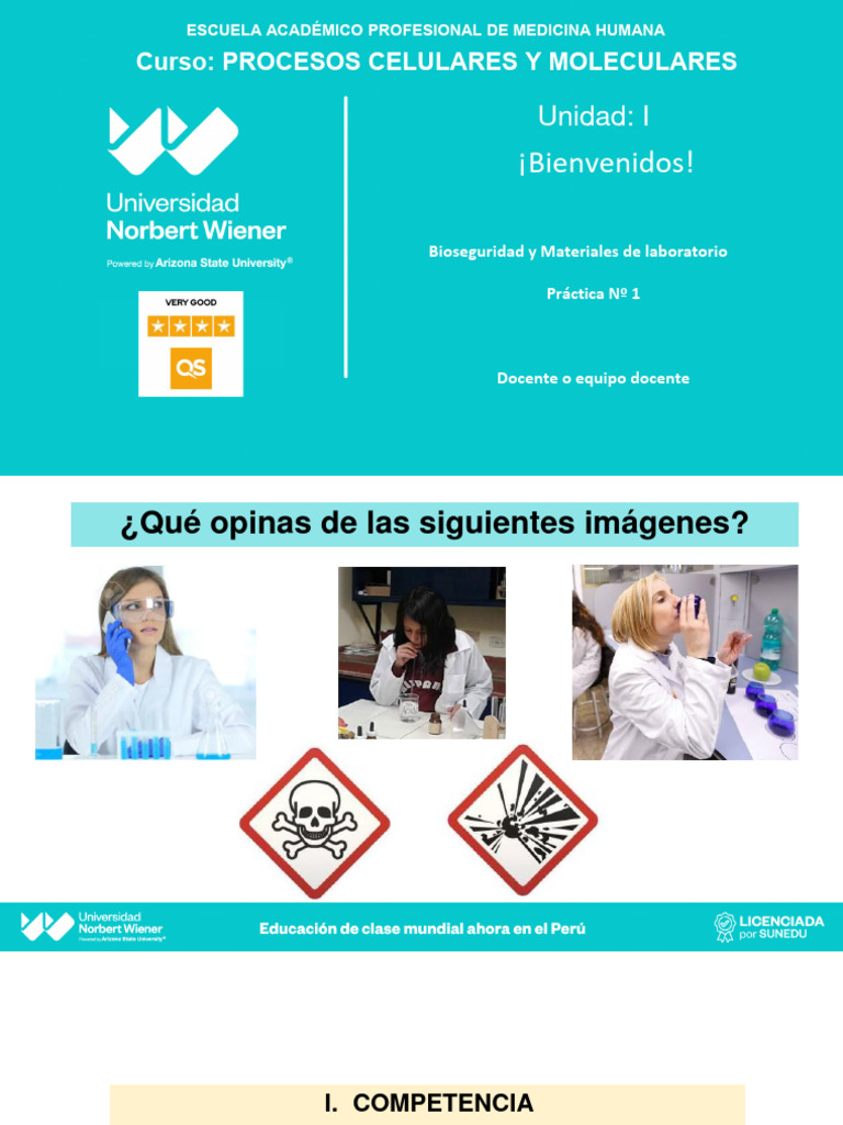 Práctica #1 - Bioseguridad. Materiales de Laboratorio 2024-I | PDF | Laboratorios