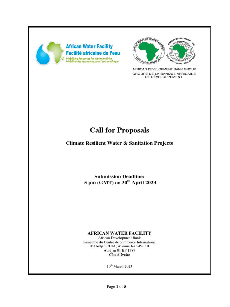 Call for Climate Resilient Water Projects | PDF | Wash | Climate Change