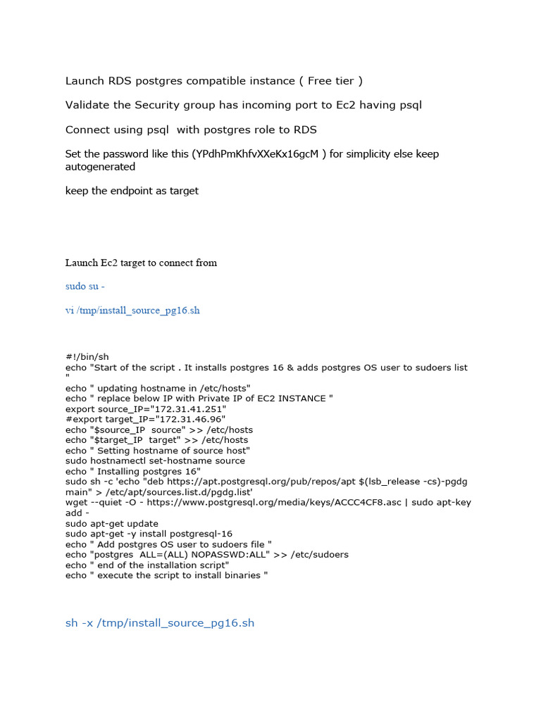 Launch Free Tier RDS Postgres Instance | PDF | Sudo | Postgre Sql