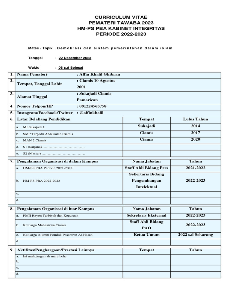CURRICULUM Alfin | PDF