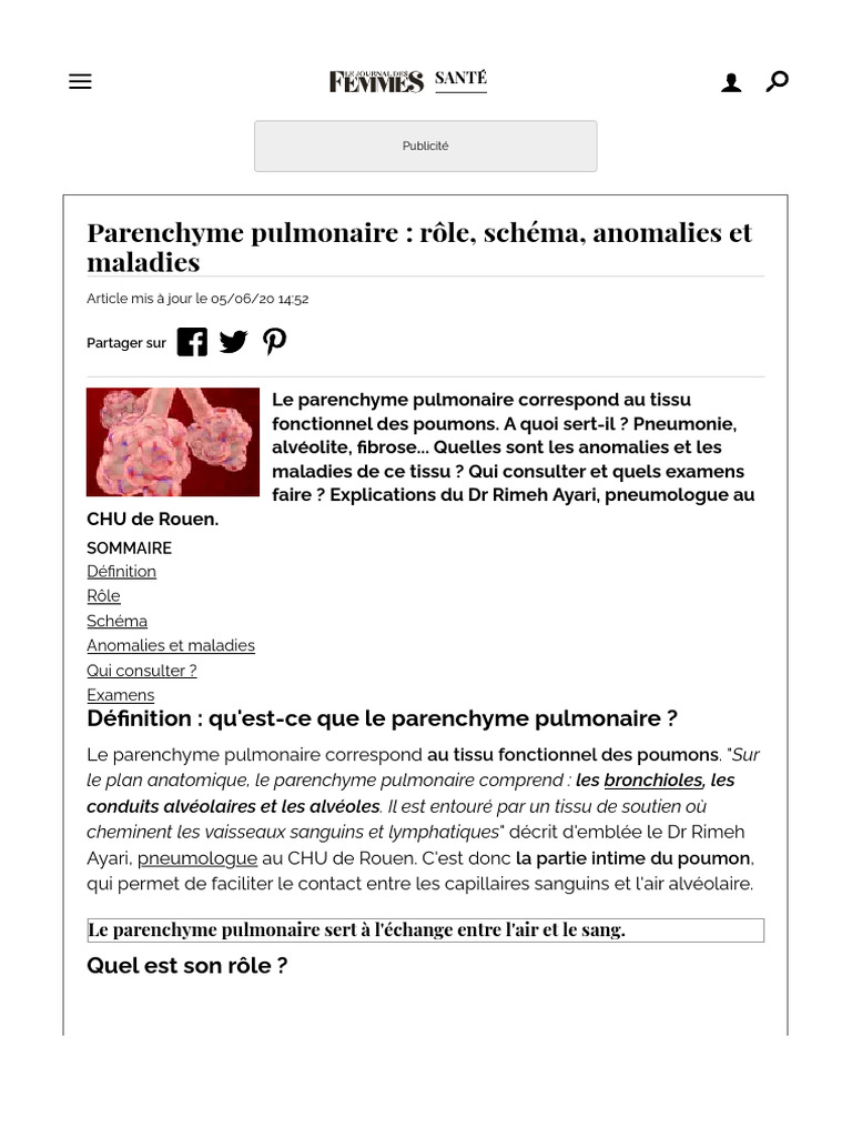 Parenchyme pulmonaire : rôle et maladies | PDF | Poumon | Pneumonie