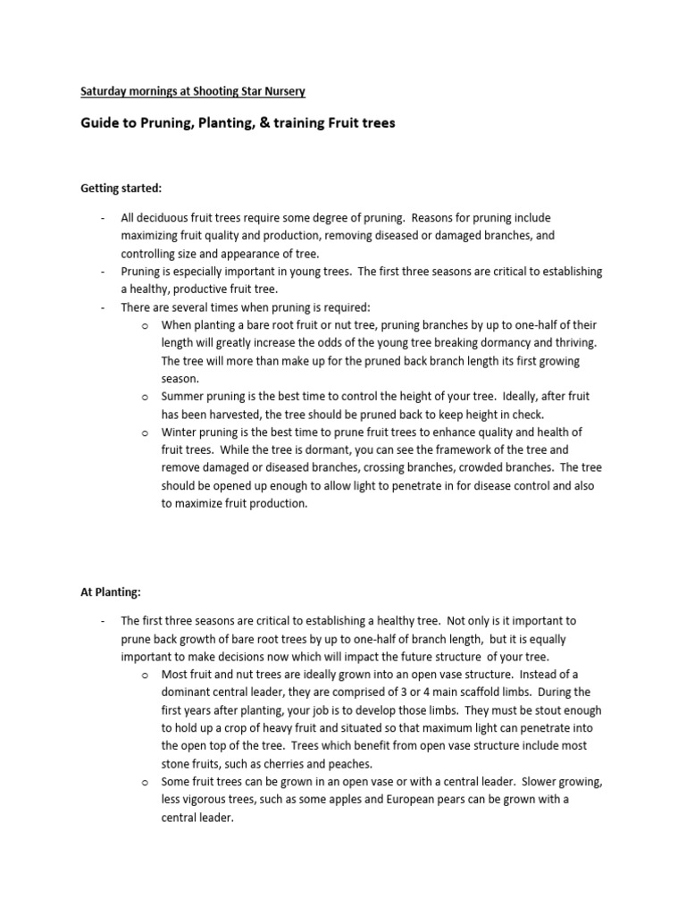 2013 Pruning Planting And Training Fruit Trees Pdf Pruning Trees