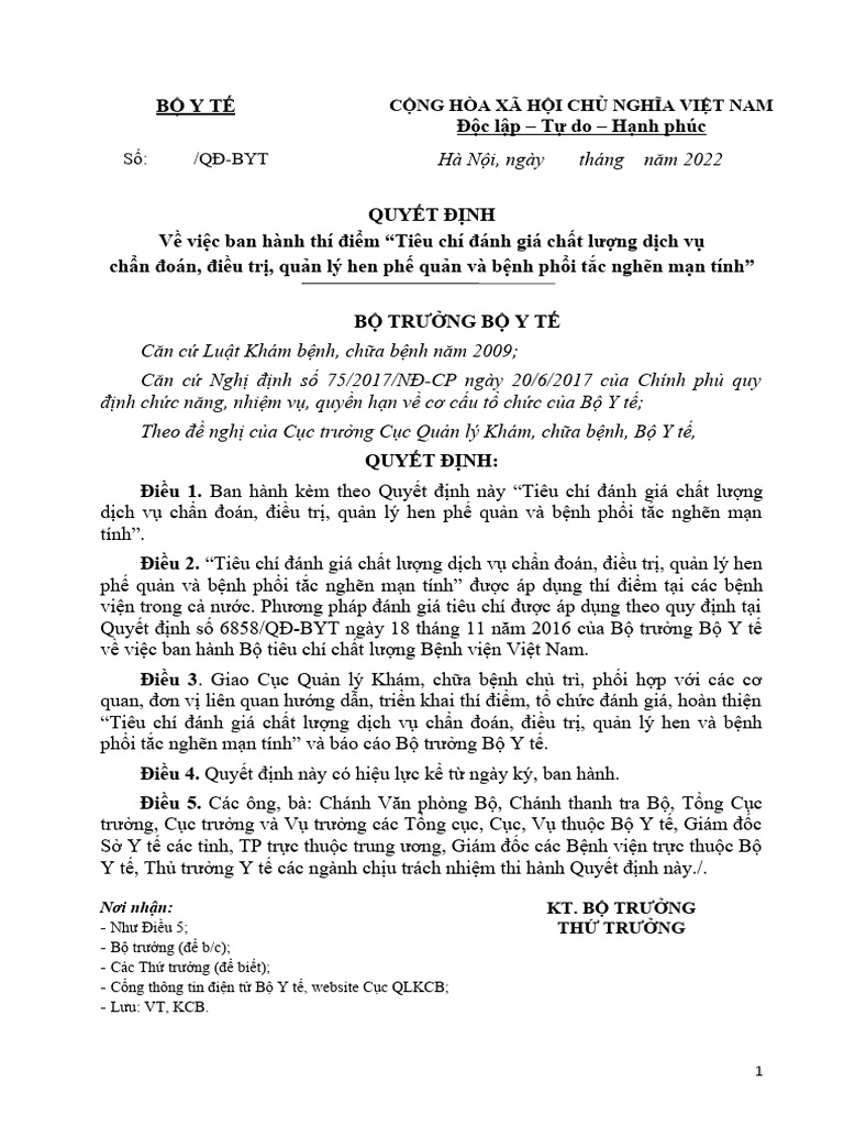 Tiêu Chí CH T L NG Hen Và COPD. 2022.03.18.d TH o | PDF