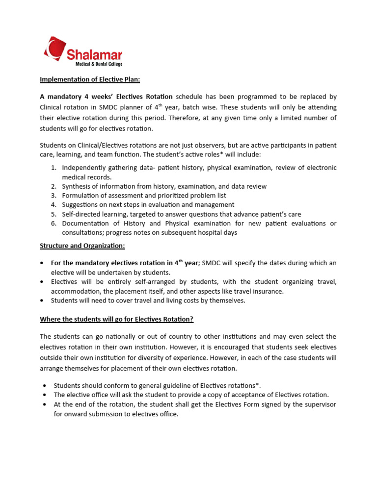 Electives Rotation | PDF | Physical Examination | Medical Record