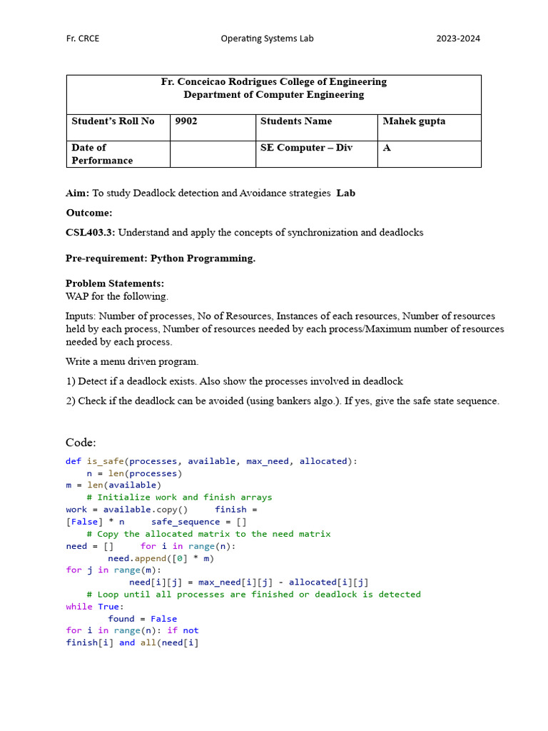 9882 OS Ex6 | PDF | Applied Mathematics | Computer Engineering