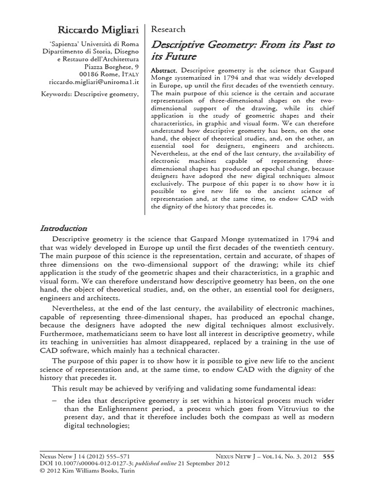01_Descriptive Geometry_From its Past to Future | PDF | Geometry | Computer Aided Design
