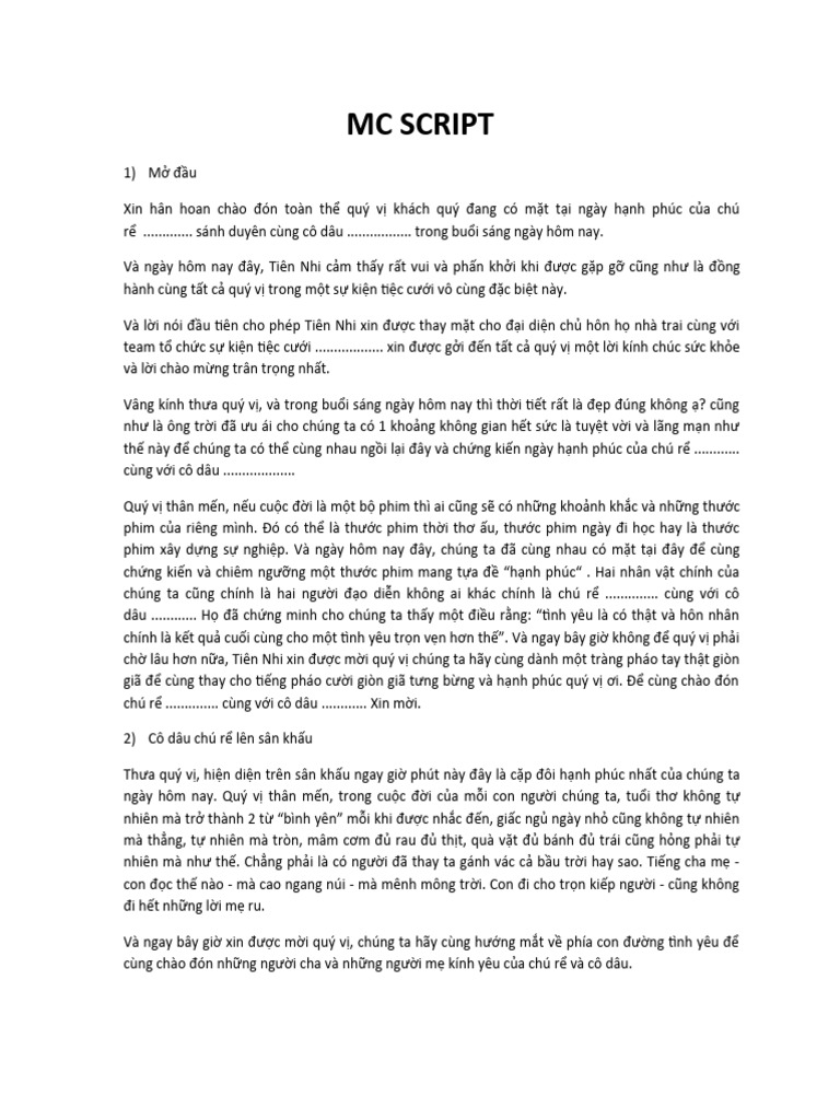 MC Script Wedding | PDF