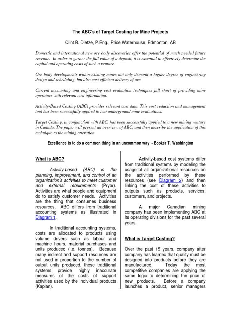 ABC Target Costing_Notes | PDF | Mining | Cost Accounting