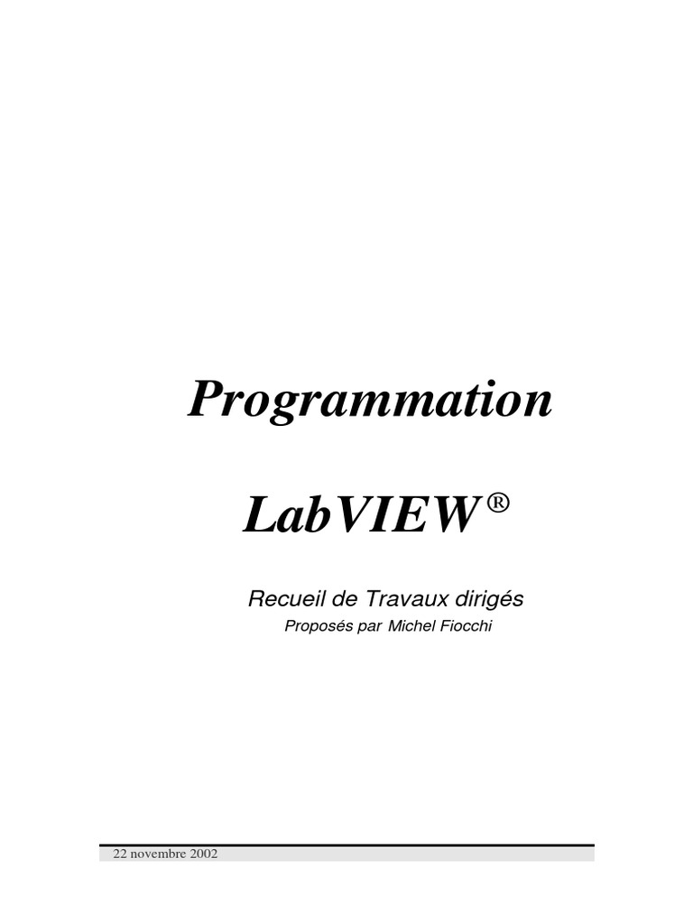 Travaux dirigés LabVIEW : Initiation et exercices | PDF | Structure de ...