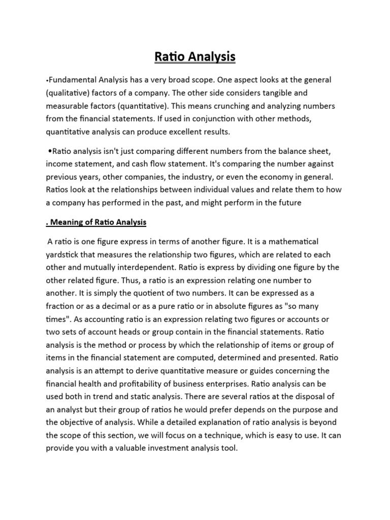 Ratio Analysis | PDF | Debt | Equity (Finance)