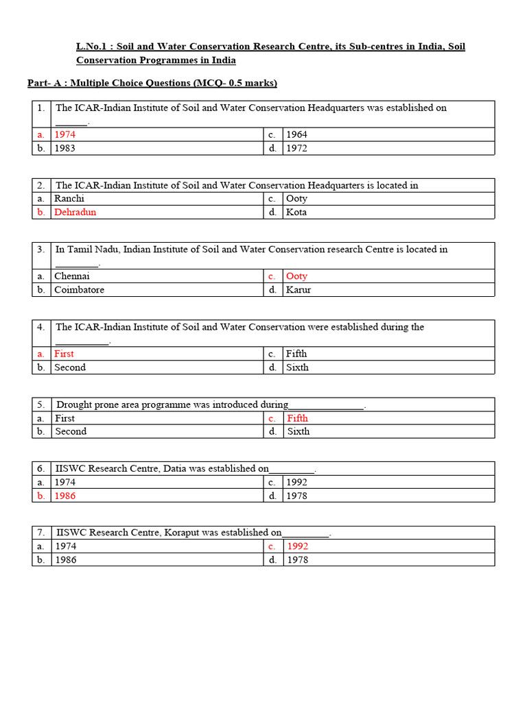 Lecture No. 1 - Questions | PDF | Soil | Environmental Science