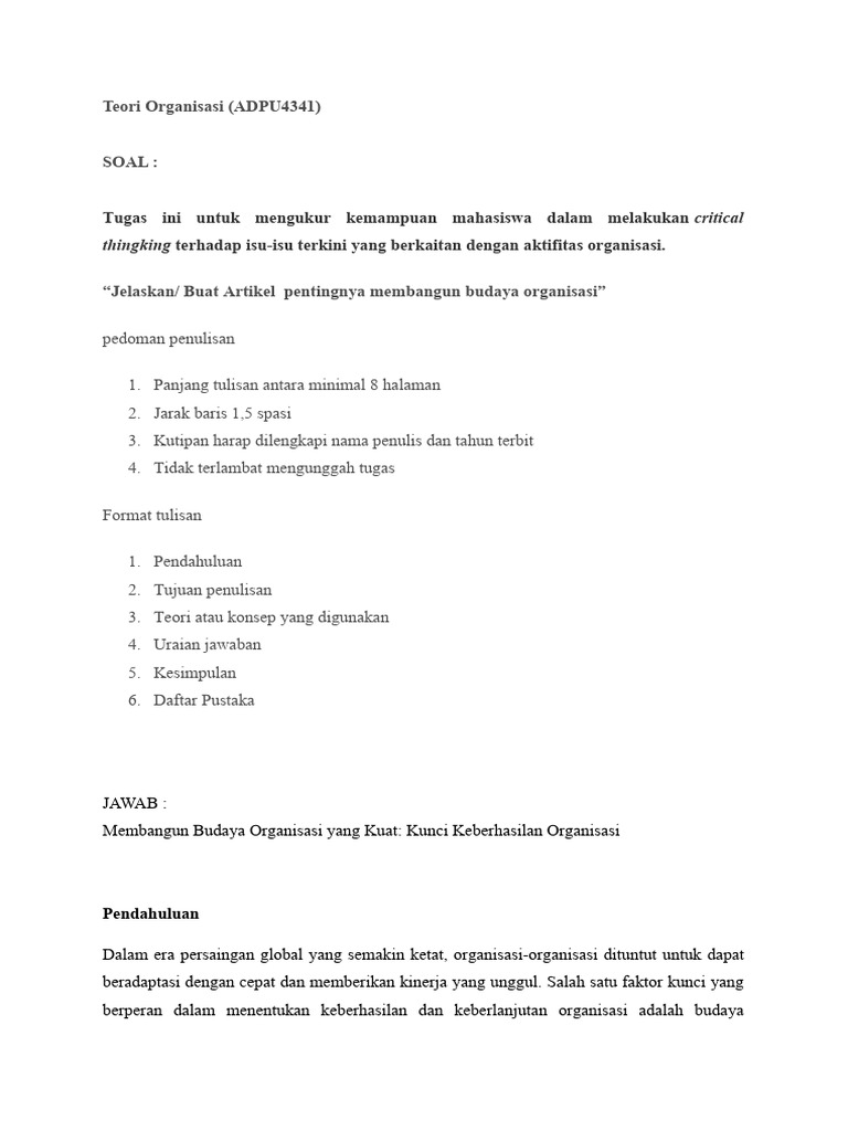 Teori Organisasi (ADPU4341) | PDF