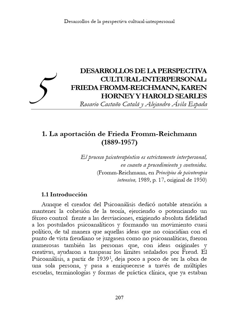 Aportaciones de Frieda Fromm-Reichmann en Psicoterapia | PDF ...