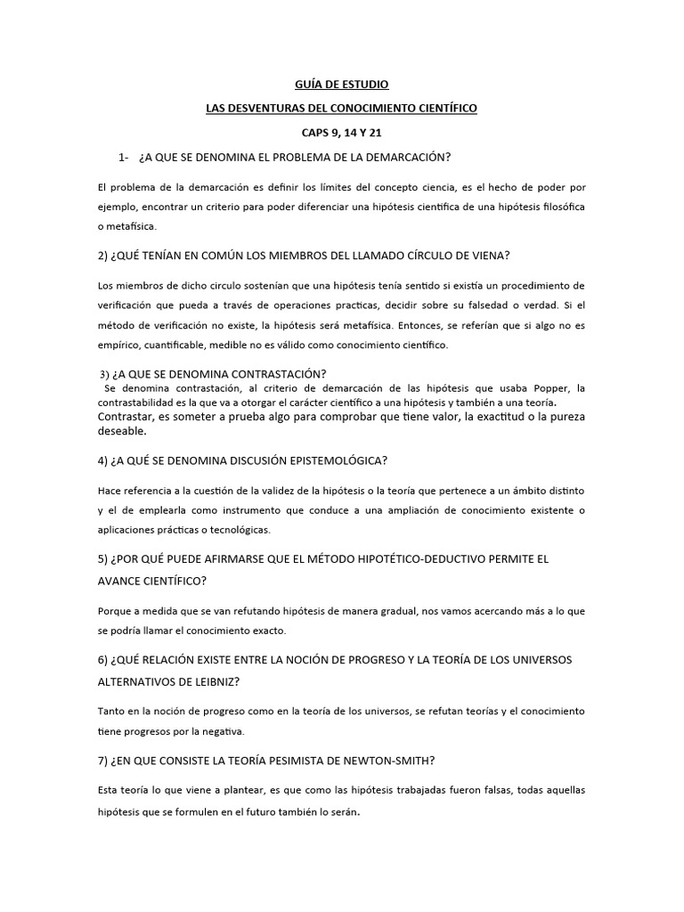 GUÍA DE ESTUDIO (KLIMOVSKY) - Natalia Alanis | PDF | Karl Popper ...