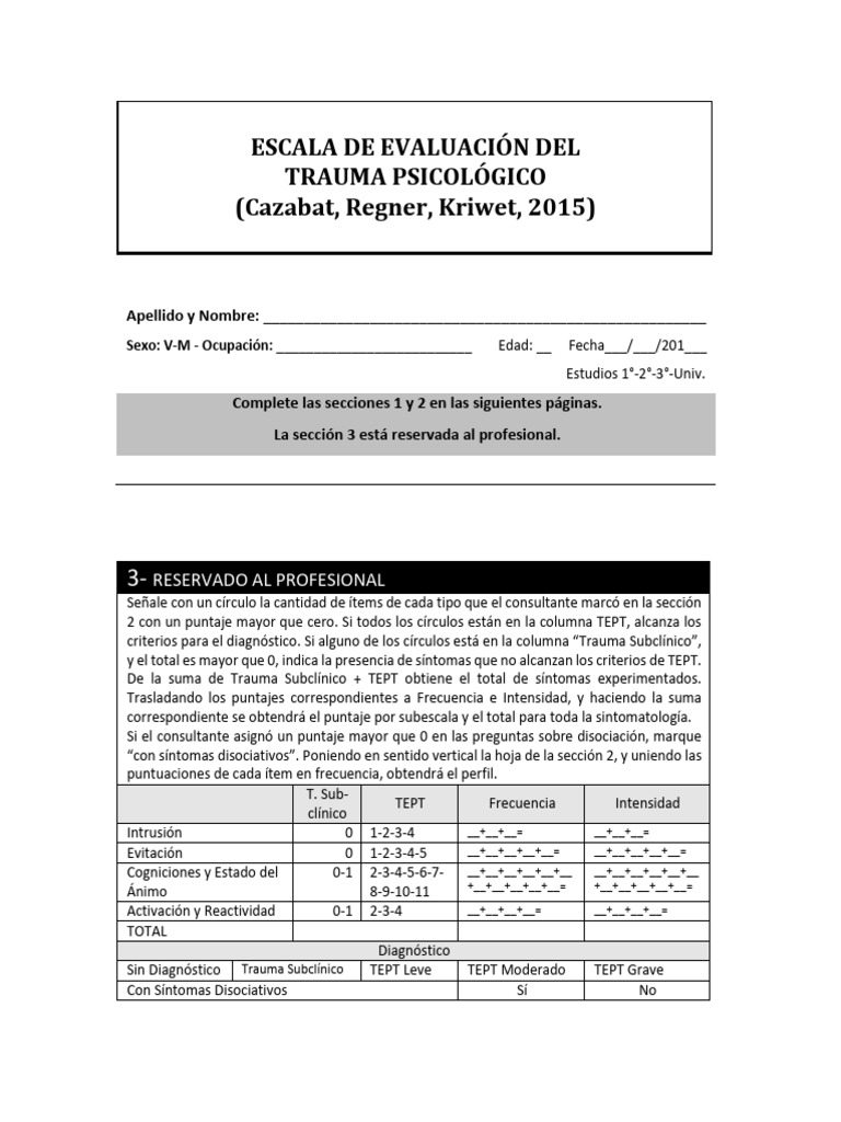 Escala de Trauma | PDF | Las emociones | Violencia doméstica