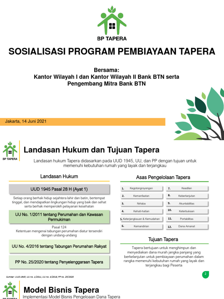 BP TAPERA - Sosialisasi Program Pembiayaan Tapera | PDF