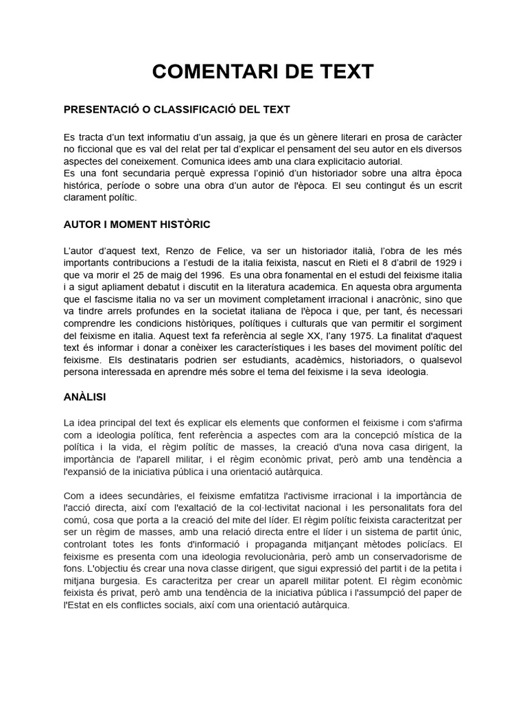 Comentari de Text | PDF