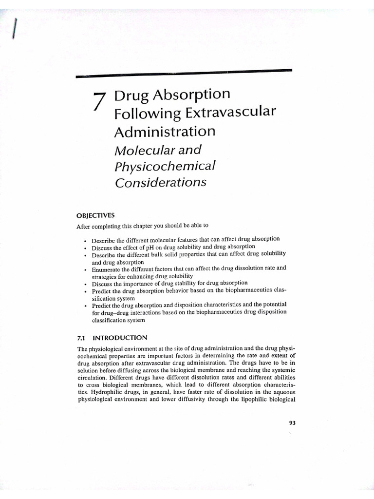 Drug Adsorption Following Extravascular Administration (PART 2) | PDF
