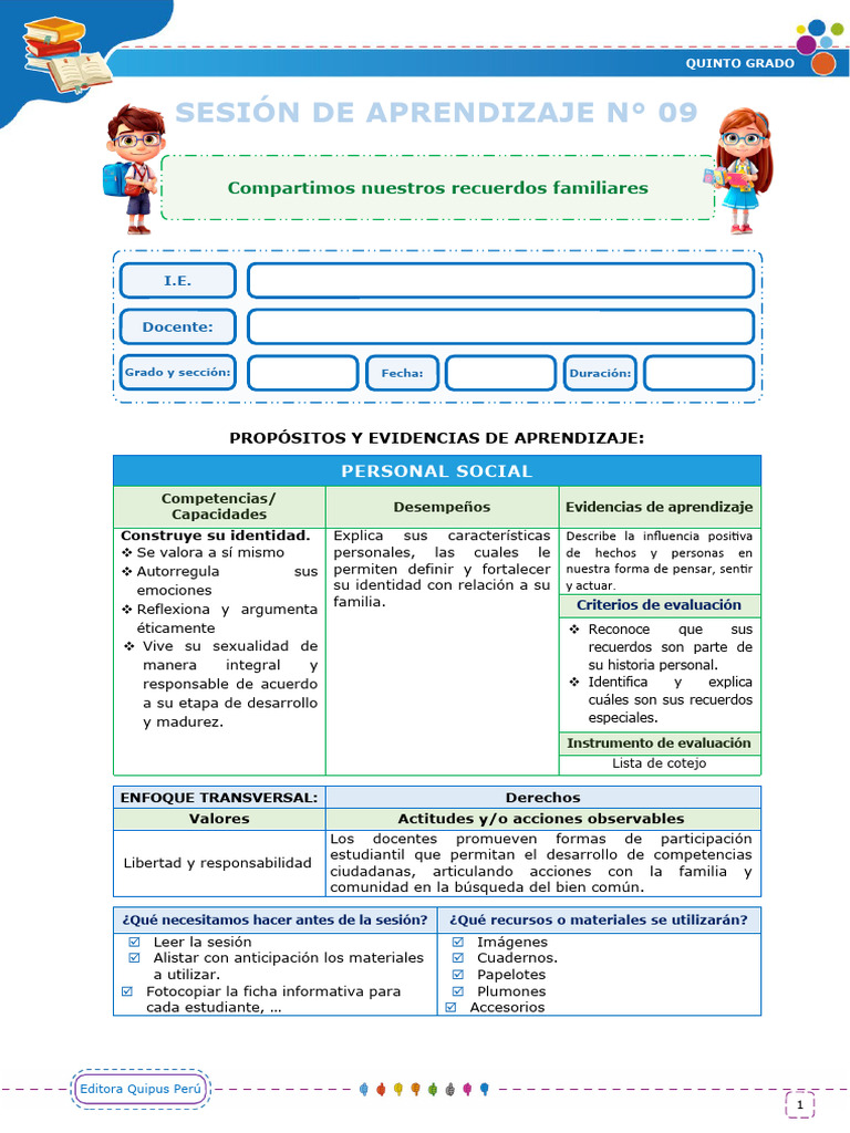 Sesiones de Aprendizaje - Semana 2 - UD III - Editora Quipus Perú | PDF | Evaluación | Aprendizaje