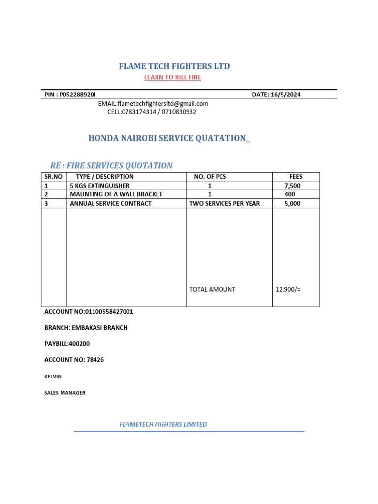 HDP Fresh Connection LTD Quatation | PDF