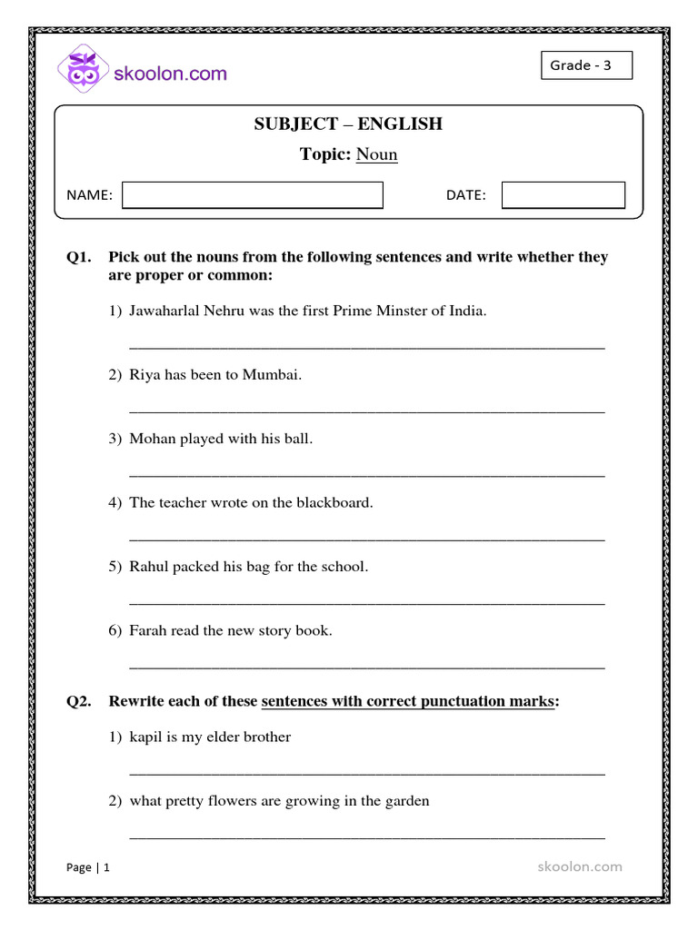 Grade 3 English Nouns | PDF