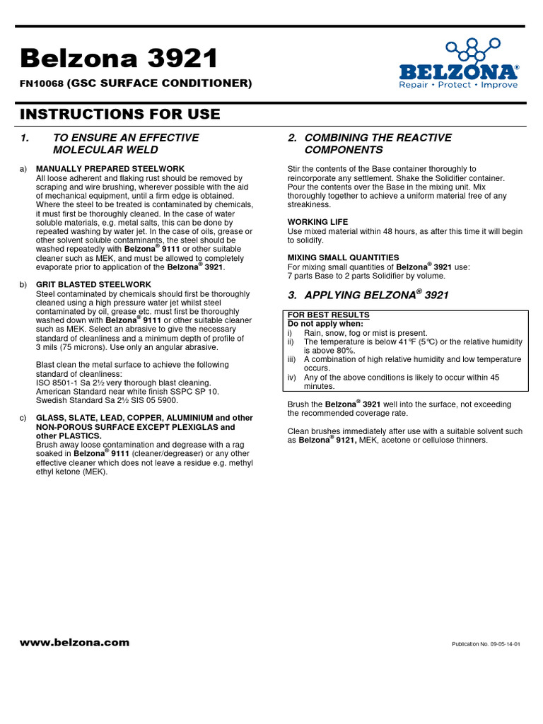 Belzona 3921 | Download Free PDF | Building Materials | Chemical Substances