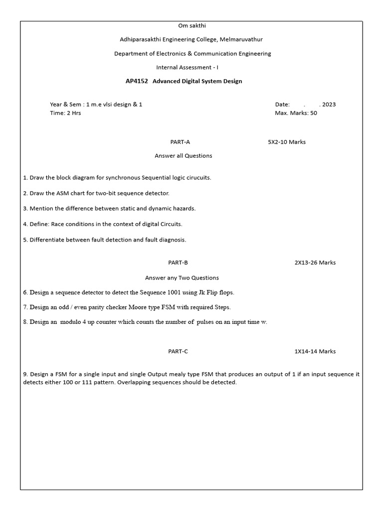 AP4152 Advanced Digital System Design | PDF | Teaching Methods ...