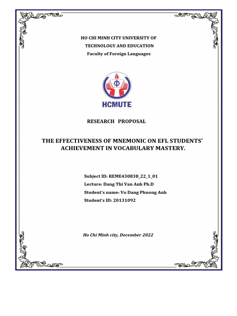 Vo Dang Phuong Anh 20131092 | PDF | Vocabulary | Mnemonic