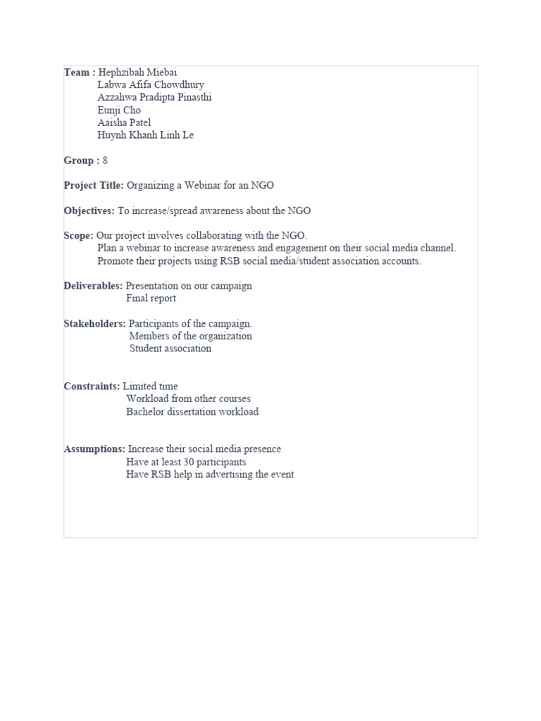 Project Management Worksheet | PDF