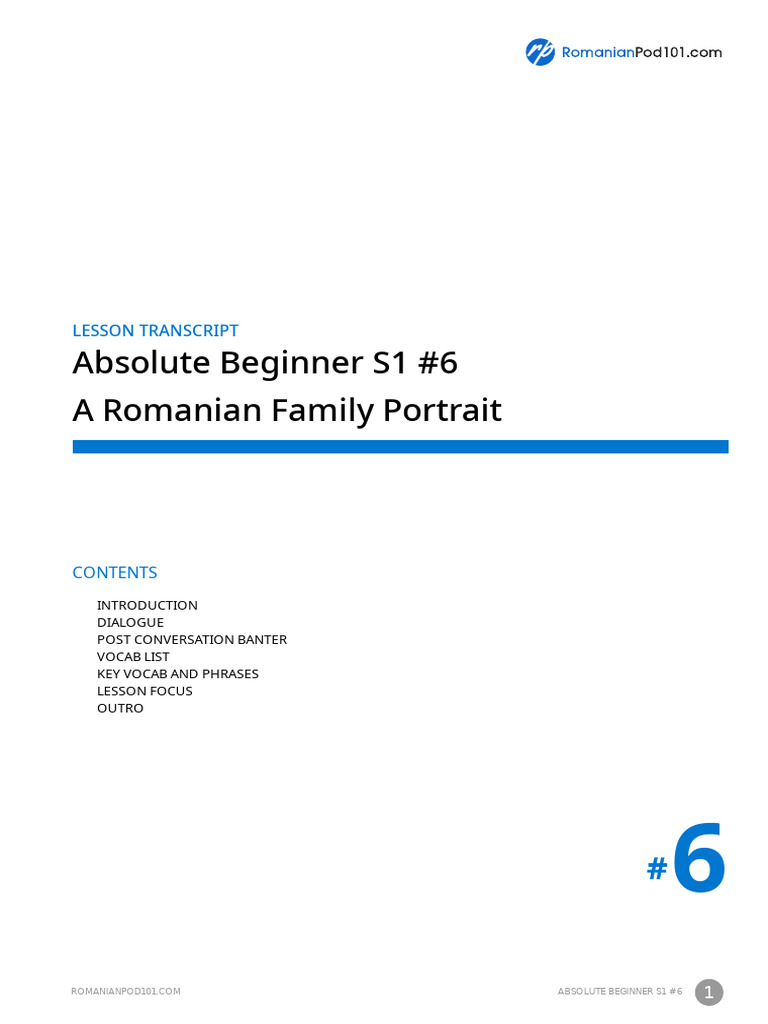 Romanian Family Portrait Lesson | PDF | Adjective | Word