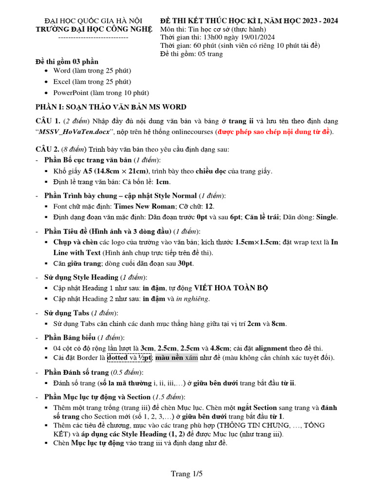 DeThi GTCNTT 13h00 20240119 A4 | PDF