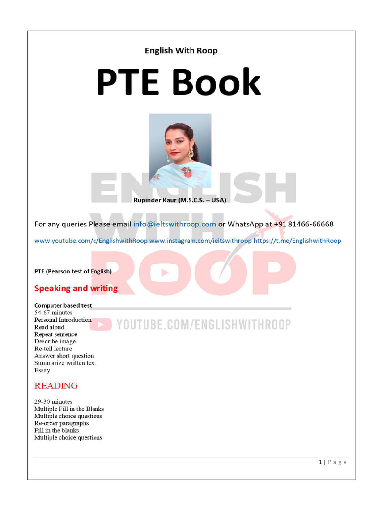 PTE Book (English With Roop) | PDF