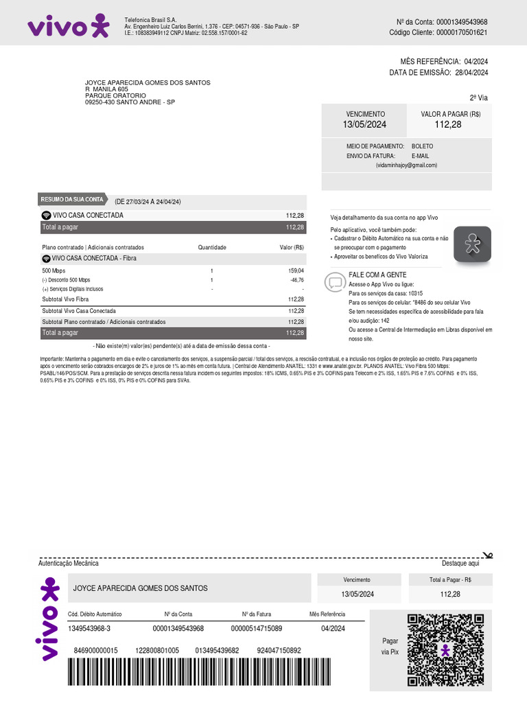 Fatura de Maio | PDF | Brazil