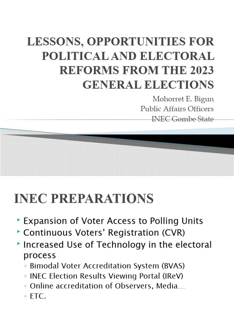 Lessons, Opportunities For Political and Electoral Reforms | PDF
