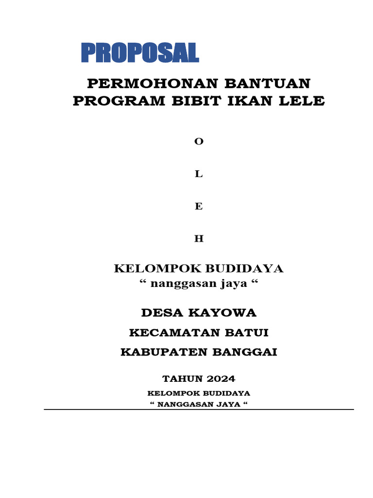 Proposal Program Ikan Lele-BERKAT MARENAK | PDF | Kesehatan Holistik