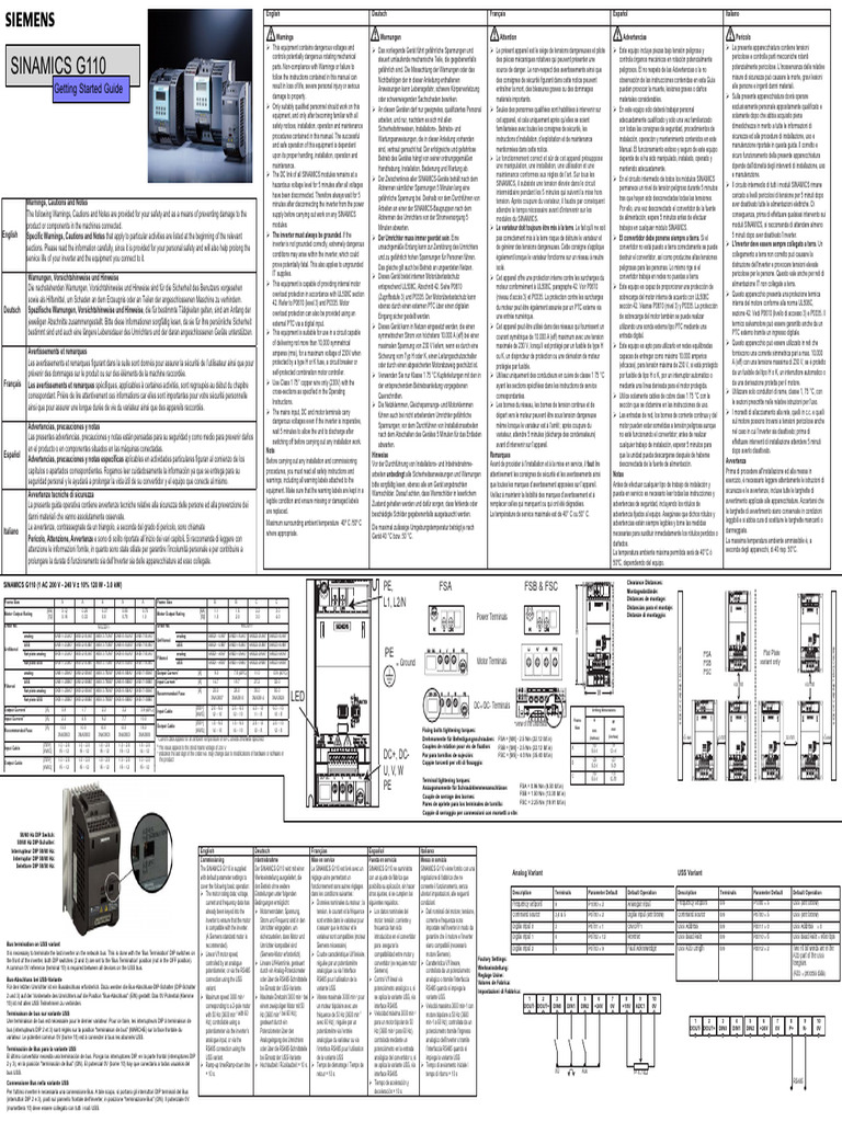 Siemens Sinamics G110 Getting Started Guide | PDF