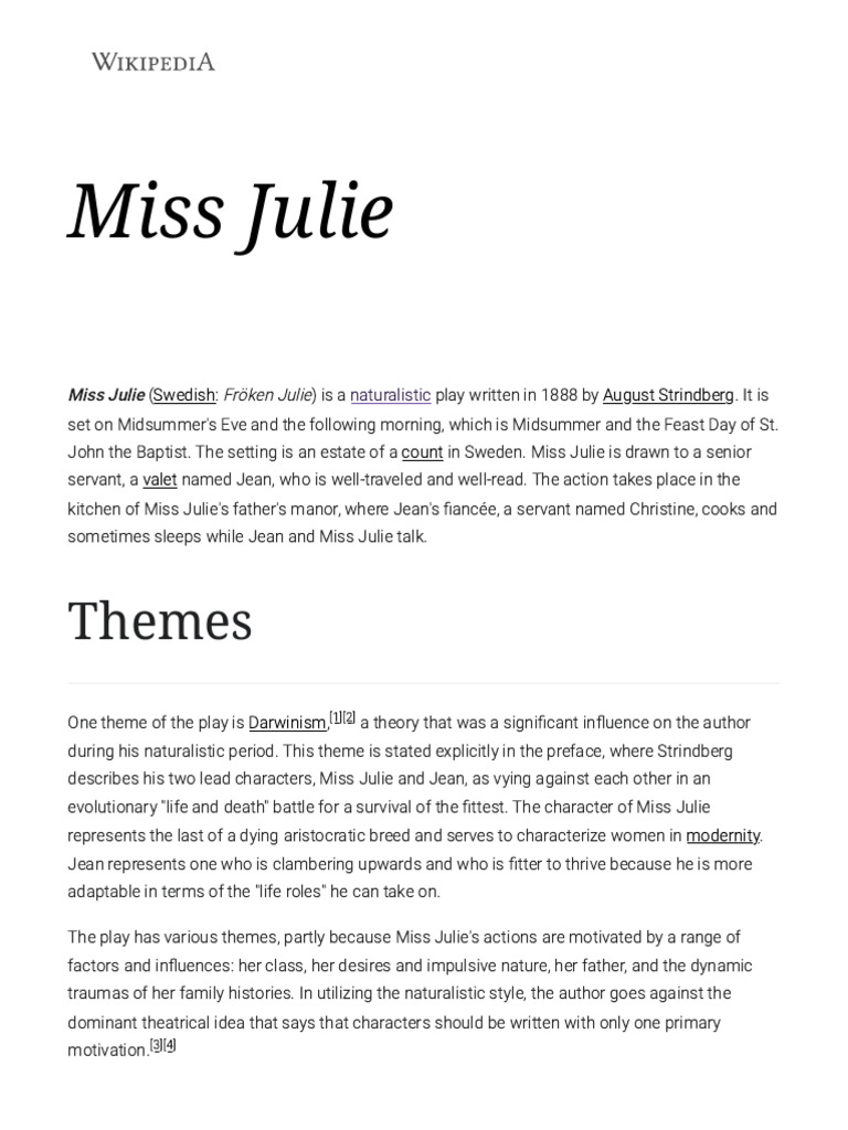 Miss Julie | PDF | Plays