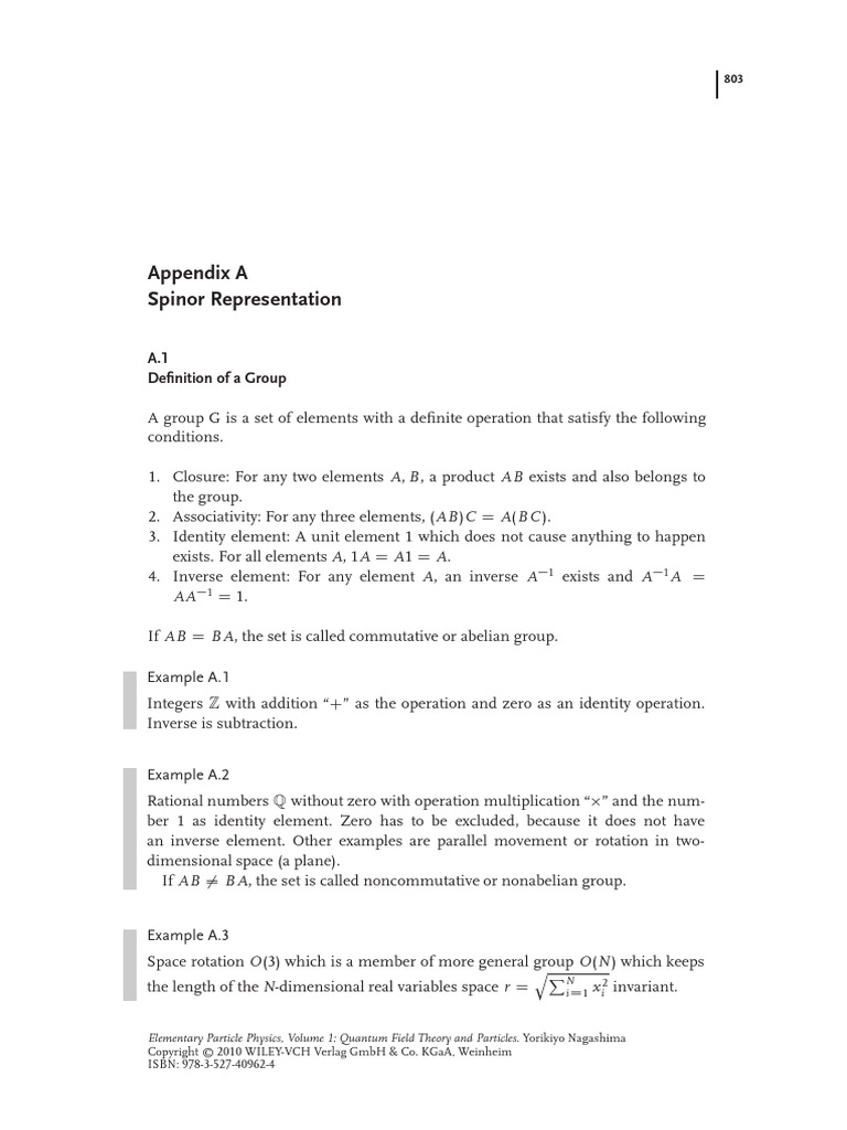 Appendix A Spinor Representation | PDF | Group (Mathematics) | Matrix ...