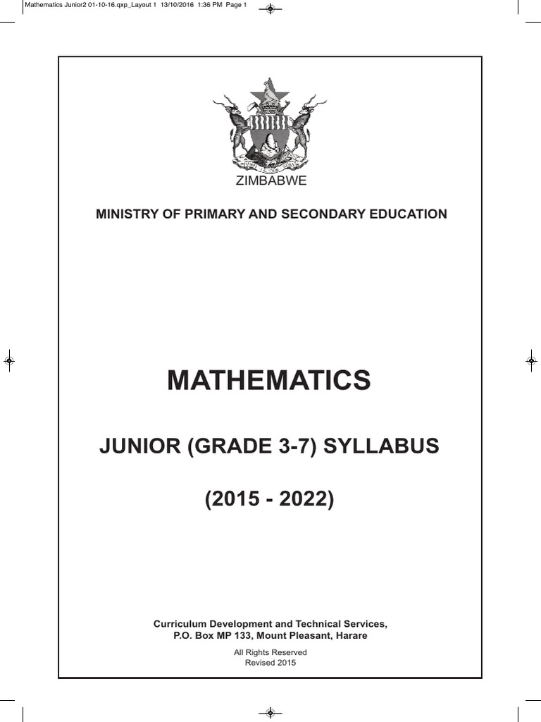 Jnr Gr3-7 Syllabi All Subjects | PDF | Learning | Mathematics