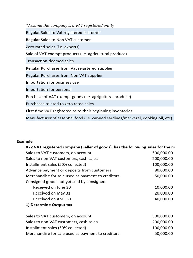 Review Problems and Notes in VAT_With answers and Solutions | PDF ...