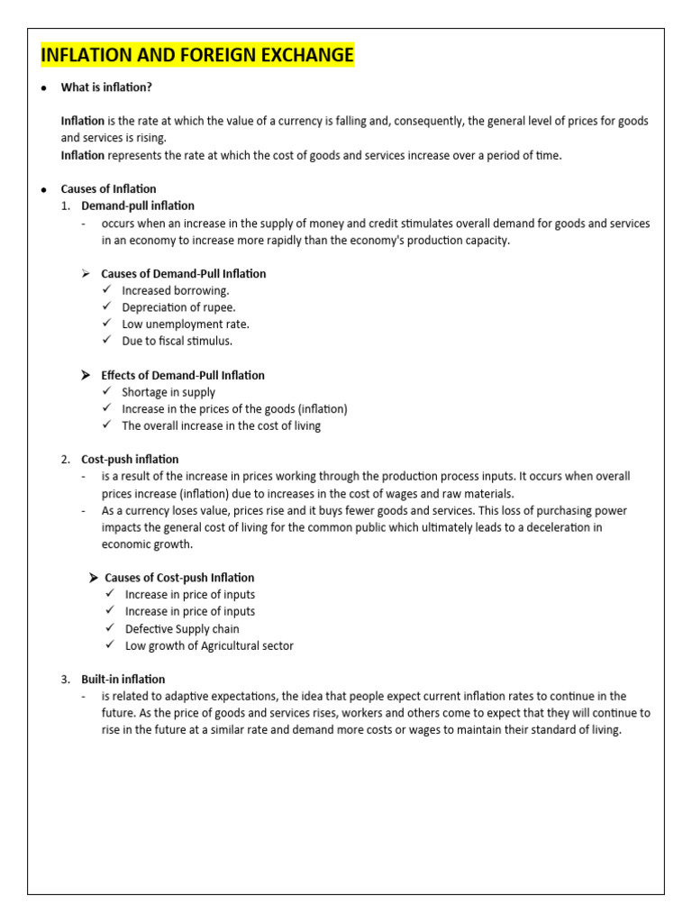 1 Inflation and Foreign Exchange | PDF | Cost Of Living | Foreign Direct Investment
