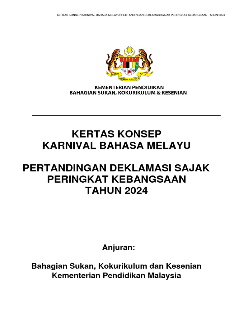 Kertas Konsep Karnival Bahasa Melayu - Pertandingan Deklamasi Sajak ...