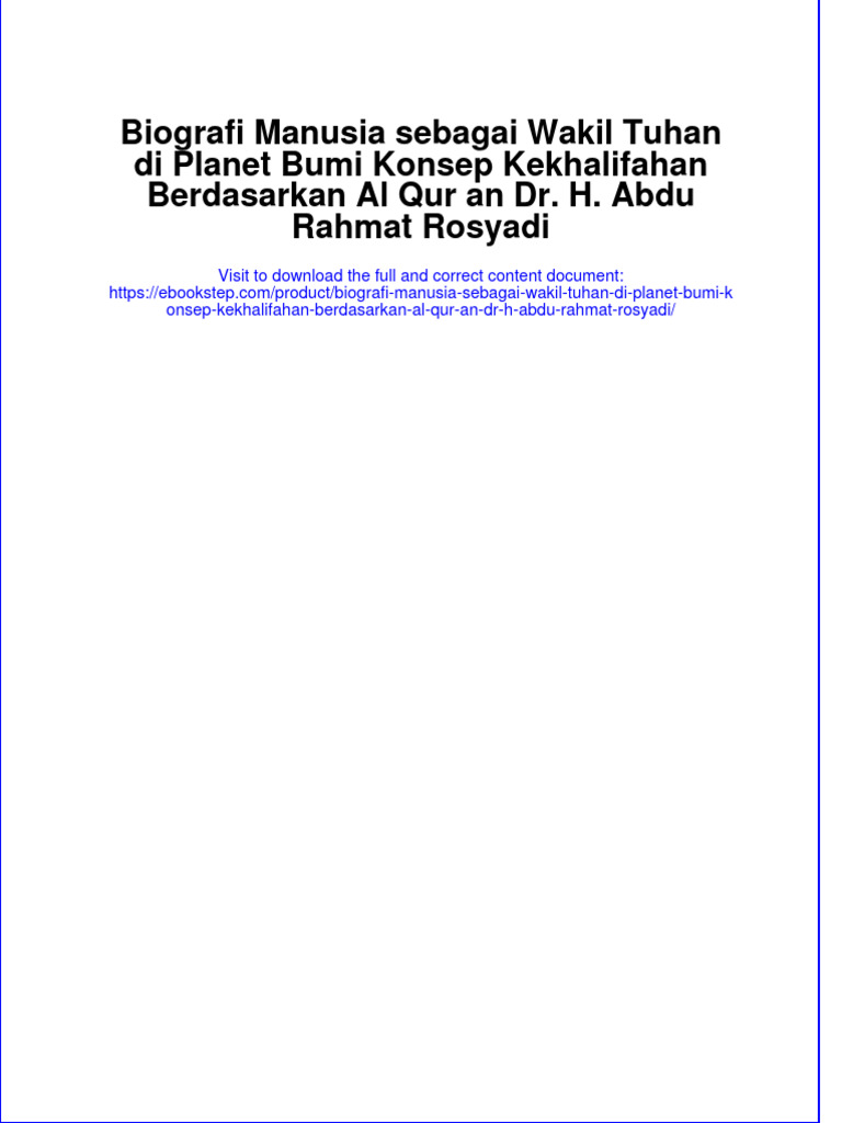 PDF of Biografi Manusia Sebagai Wakil Tuhan Di Planet Bumi Konsep Kekhalifahan Berdasarkan Al ...