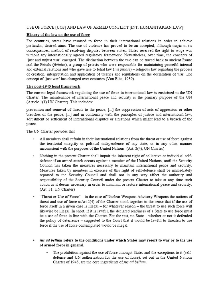 Use of Force | PDF | Responsibility To Protect | International Relations